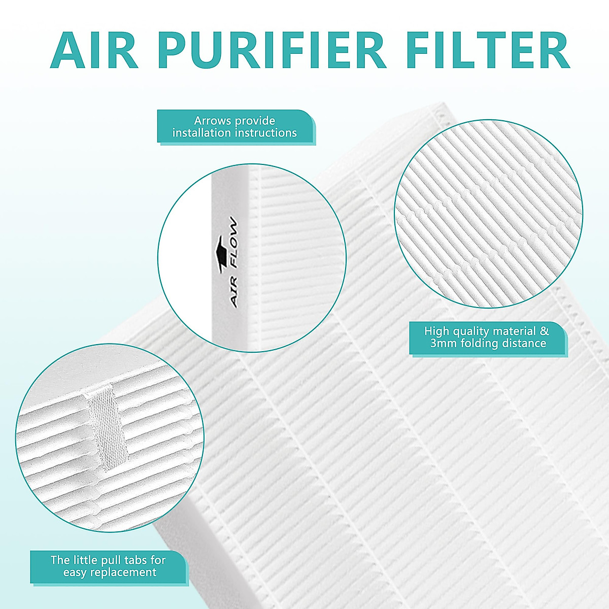 HPA300 Filter Replacement Compatible for Honey-well HPA200,HPA100 Series Filter,3 Pakcs R Filters Replacement by MIFLUS
