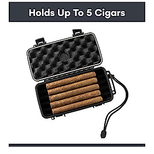 Pardo Cigar Travel Humidor Cigar Box - Airtight, Waterproof, Portable Humidor Case with Built-in Humidifier Disc, Durable Storage for up to 5 Cigars - Compact Cigar Travel Case