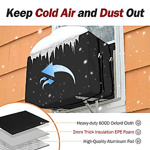 TOHONFOO Winter Window Air Conditioner Insulation Cover Outside, Window AC Covers with 3 Layers, Waterproof & Dust-Proof AC Cover for Window Unit, 21"Lx15"Hx16"D - Black