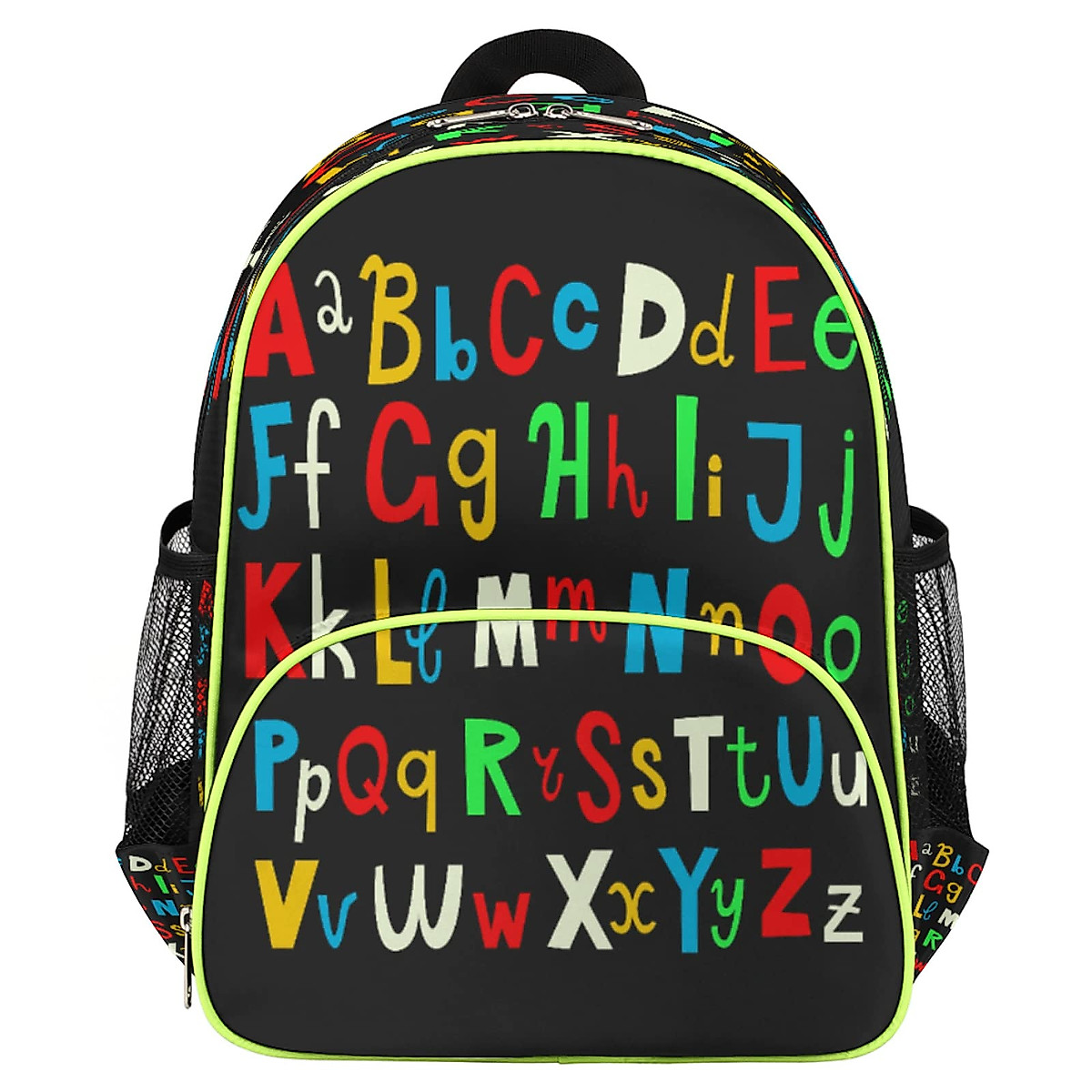 Education Alphabet Kids Backpack for Boys Girls, Rainbow Letter Toddler Bag Kindergarten Children Bag Preschool Nursery Travel Bag with Chest Strap Small Backpack
