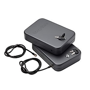 SnapSafe Portable Lock Box for Guns and Valuables, 2 Pack - Includes 2 Lock Boxes (Keyed Alike), 4 Keys, Patented Security Cable - An Ideal Car Gun Safe, TSA Gun Case - XL, Black, 10 x 7 x 2 Inches