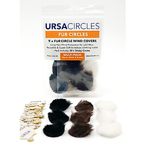URSA Fur Circles - Mini Windshields for Lavalier/Lapel Microphones. Reduce Wind Noise & Clothing Rustle. Compatible with Sennheiser, RODE, Sanken, Tascam & More (9x Circles + 30x Stickies, MultiPack)