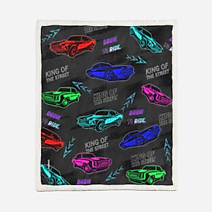 AILONEN Racing Car Throw Blanket,Fast and Furious Extreme Sport Games Cozy Soft Sherpa Fleece Blanket for Kids Boys,Cartoon Sports Car Sherpa Blanket, 59 x 47 Inches