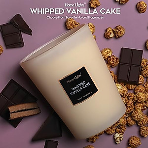HomeLights Scented Candles, Candles for Home Scented, Large Jar Aromatherapy Candles, Natural Soy Wax, 130 Hours Long Burning Candles Gift, Whipped Vanilla Cake