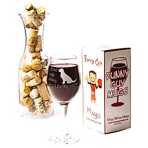Funny Guy Mugs Dog Is Home Wine Glass, 11-Ounce - Fun Dog Lovers Wine Glasses with Sayings