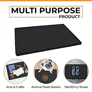 Silicone Under Sink Mat for Kitchen - Premium Under Sink Organizer Mat for Cabinet Liner - Flexible Drip Tray - Waterproof Under Sink Protectors Mat - 34 x 22 Inches Black