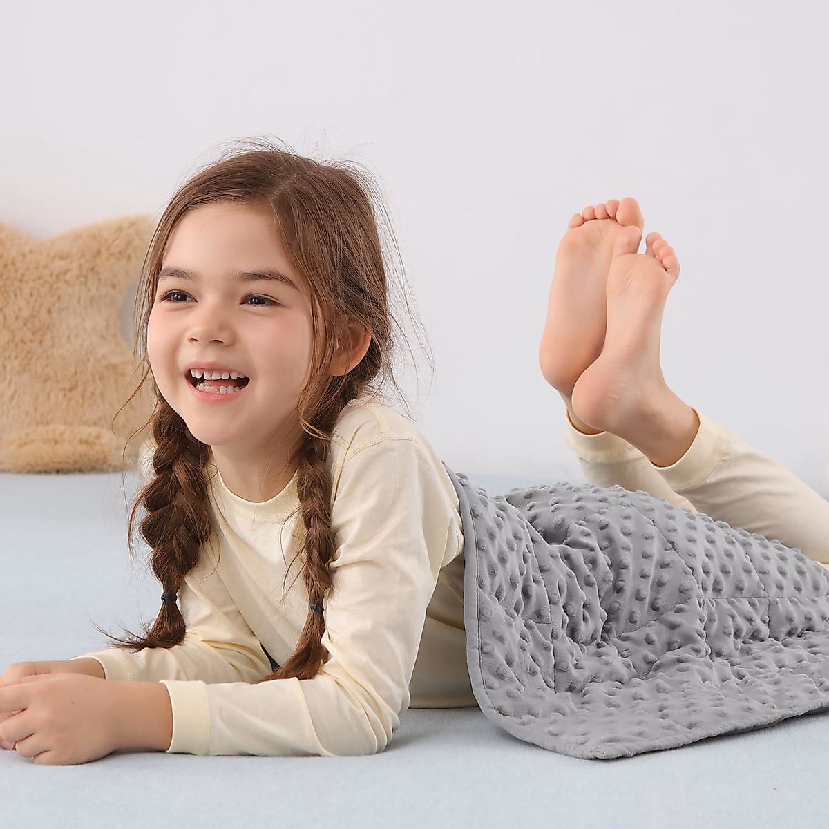 Sivio Weighted Lap Blanket, Minky Dots Weighted Blanket,Soft and Cozy Cooling Heavy Blanket, Calm and Nap, School and Home,2lbs 20 x 30inches, Grey