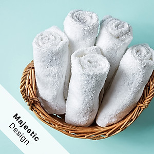 GOLD TEXTILES Premium Washcloths Towel Set (48 Pack, White, 12x12 Inches) Multi-Purpose Soft, Machine Washable Sports & Workout Towels (Pack of 48-12x12)