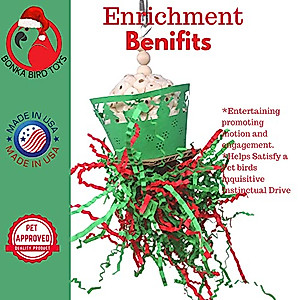 Bonka Bird Toys Merry Christmas Festival Small Bird Toy Natural Sola Chew Foraging Treat Cockatiels Parakeets Conures and Similar Birds (2454 Green)