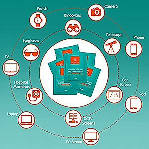 Screen & Electronic Cleaning Wipes | Pre-Moistened Individual Wrapped (6" x 6") TV Screen Cleaner, Computer Monitor, Laptop, Lens Wipes (100 Pack)