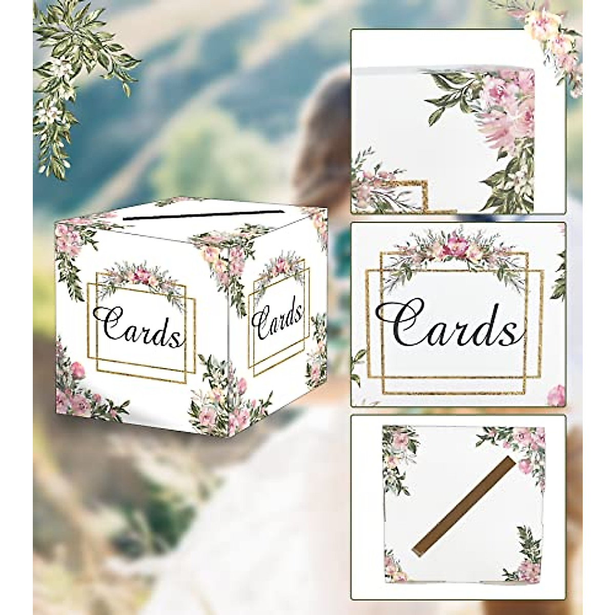 SietDESEO Wedding Card Box Wedding Favors Post Box Floral Money Box Card Box Holder for Wedding Birthday Party Baby Shower Bridal Shower Table Centerpiece Decoration