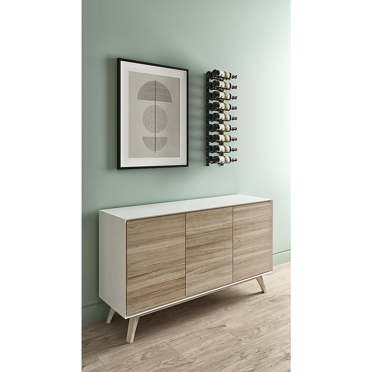 VintageView W Series (3 Ft) - 18 Bottle Wall Mounted Wine Rack (Satin Black) Stylish Modern Wine Storage with Label Forward Design