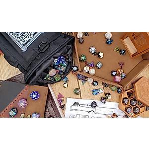 20 Forgotten Amber - 7 Piece Polyhedral DND Dice Set by D20 Collective - Black and Amber Swirled Acrylic Dice for Table Top Dungeons and Dragons RPGs and Gaming - D&D Dice Sets