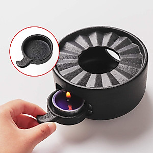 Bgbg Ceramic Sake Set with Warmer Pot Bamboo Tray-Traditional Japanese Pottery Hot Saki Set 11-Piece including 1 Sake Pot,6 Sake Cups，1 Warming Mug，1 Candle Stove, 1 Candle Tea Light Holder and 1 Tray