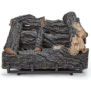 HearthSense VFL18M Dual Fuel Ventless Fireplace Logs Set with Manual Control, Use with Natural Gas or Liquid Propane, 30000 BTU, Heats up to 1000 Sq. Ft, Brown, 18 Inches