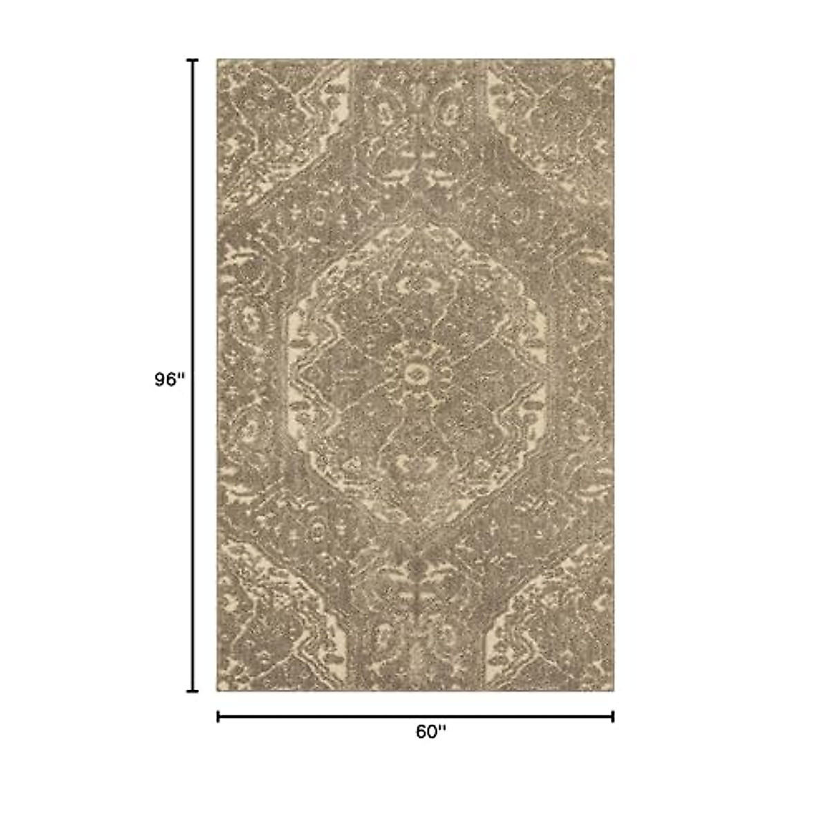 Mohawk Home Francesca Ornamental Medallion Sand 5' x 8' Shag Area Rug Perfect for Living Room, Dining Room, Office