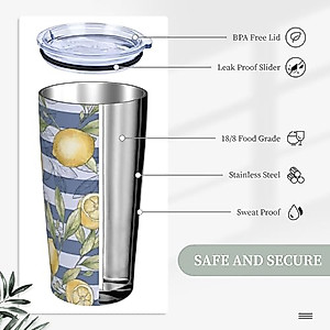 IYERSKD Fruit Lemon 20 oz Stainless Steel Tumbler Vacuum Insulated Leakproof Travel Mug for Car Office Gym