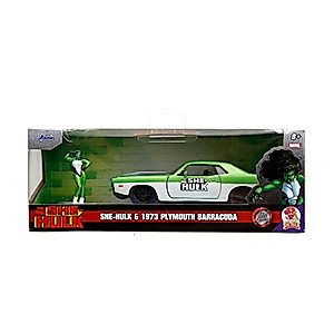 Marvel 1:32 1973 Plymouth Barracuda Die-Cast Car & 1.65" She-Hulk Figure, Toys for Kids and Adults