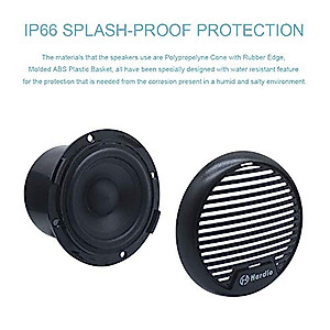 Herdio 3 Inch Waterproof Marine Speakers 2 Way Full Range Audio Stereo System Motorcycle Speaker with MAX Power 140 W (pair) for Motorcycle,Boat,UTV,ATV,Golf Carts,Powersports,CAR,SPA,Hottub(Black)