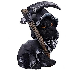 Nemesis Now Amara Grim Reaper Feline Cat Figurine, Resin, Hand-Painted, Gothic Decor, 10.2cm