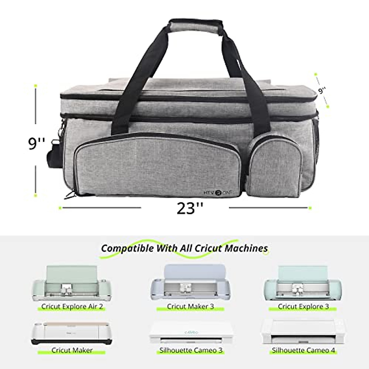 HTVRONT Carrying Case Bag for Cricut Maker/Maker 3/Explore Air 2/Silhouette Cameo 4, Double-Layer Carrying Bag for 12x12 Mats, Travel Storage Tote Bag for Cricut Accessories Storage & Die-Cutting