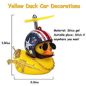 wonuu Rubber Duck Car Ornaments Cool Yellow Duck Car Dashboard Decorations Squeaky Glasses Duck with Propeller Helmet for Car ccessories Dashboard (Z-Pan-Stars&Stripes)