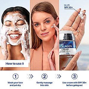 Collagen Cream for Face with Retinol and Hyaluronic Acid, Day and Night Anti Aging Skincare Facial Moisturizer, Hydrating Face Lotion, Moisturizing Cream to Reduce Wrinkles for Women Men, Made in USA