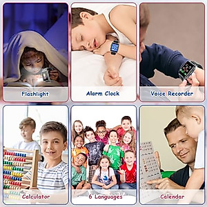 Goodatech 1.69'' Kids Smart Watch for Kids Boys Girls, Camera,26 Puzzle Games,Video Music Player,Pedometer,Alarm Clock, Learning Education Toys Gifts for 4-12 Years Children (Black)