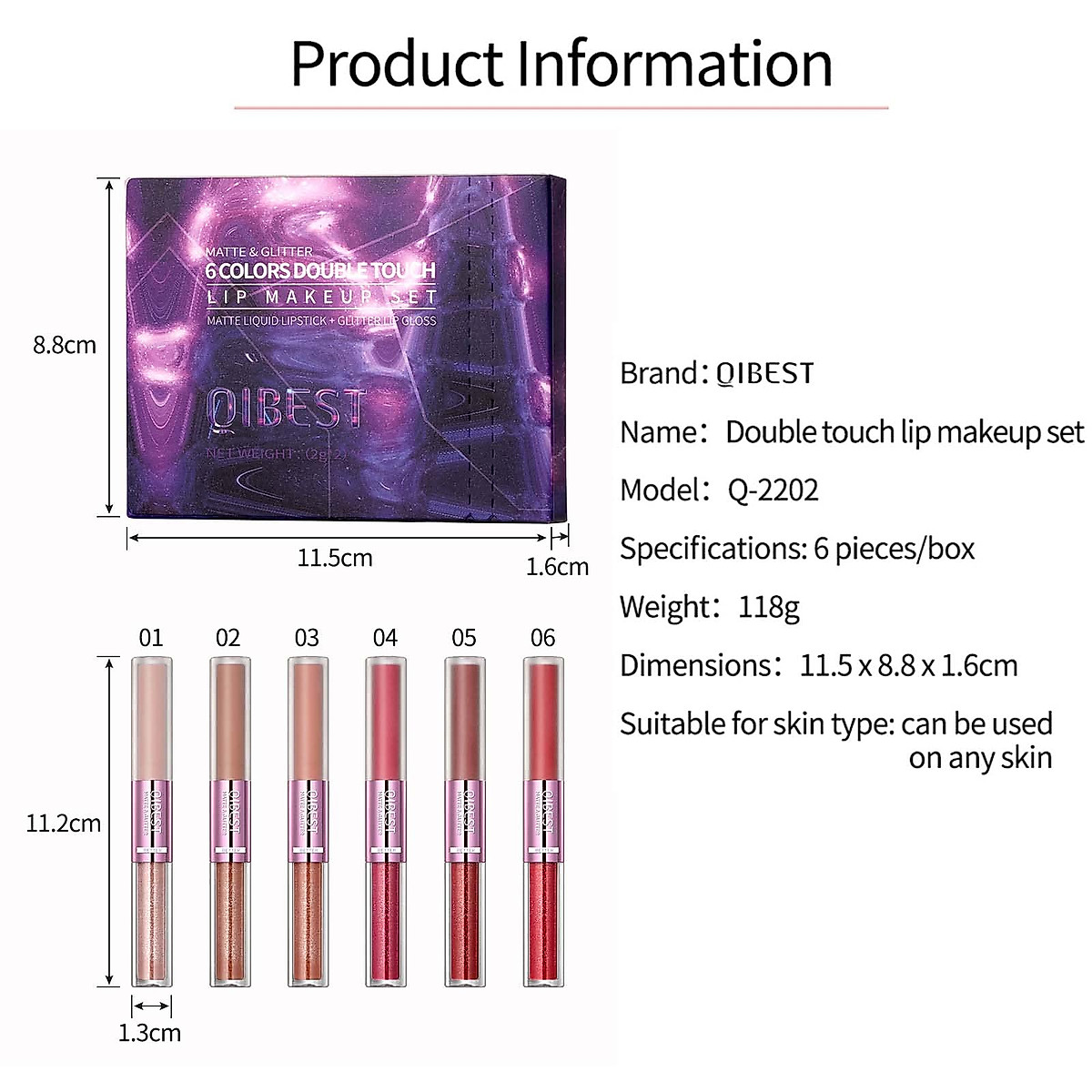 Aseawave 6Pcs Matte Liquid Lipstick + 6Pcs Glitter Lip Gloss, 2 IN 1 24 Hour Long Lasting Red Matte Lipstick with Metallic Shimmer Sparkle Lipgloss for Women