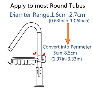 Kitchen Washing Sponge Storage Rack Shower Caddy Soap Dish Holder with Hooks Faucet Shower Rod Assembled,Bright Silver