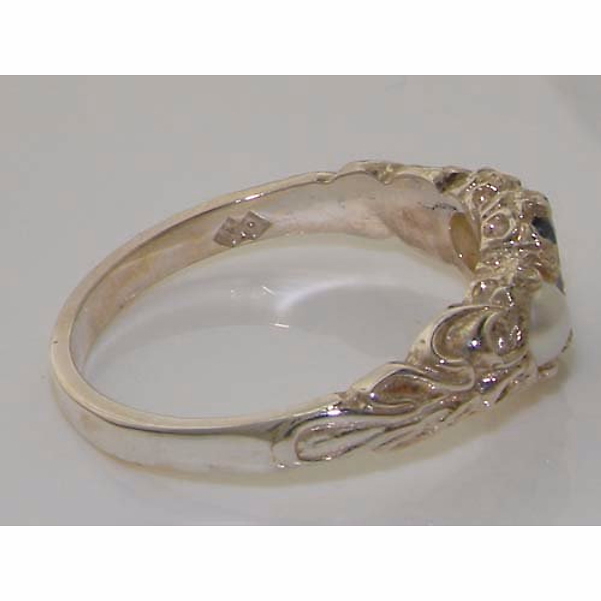 LetsBuyGold 925 Sterling Silver Natural Sapphire and Cultured Pearl Womens Promise Ring - Size 6.5