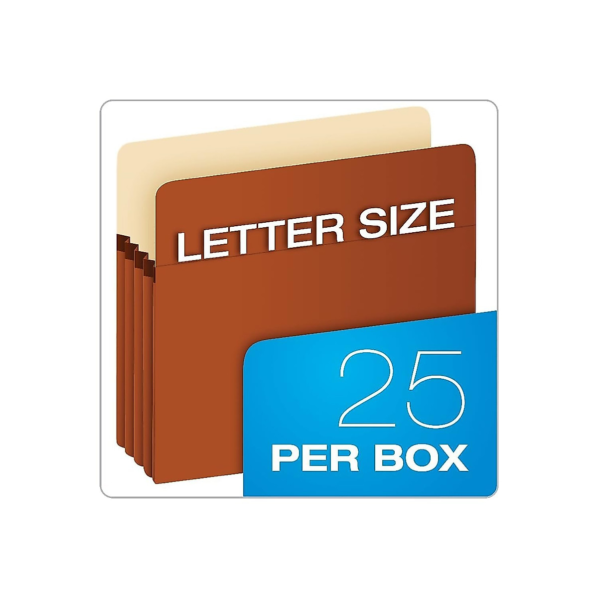 Pendaflex Expanding File Pockets, Letter Size, Redrope, 3.5" Expansion, Reinforced with DuPont™ Tyvek® Material, Redrope, 25 per Box (1524E-OX)