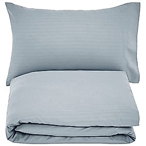 Amazon Basics Deluxe 2 Piece Microfiber Duvet Cover Set with pillow case(s) – 135x200cm, Dark Grey, Solid