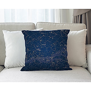 Moslion Star Map Throw Pillow Cover City Light Constellation in Night Sky Cotton Linen Decorative Pillow Case 18 x 18 Inch Standard Square Cushion Cover for Sofa Bedroom Men Women