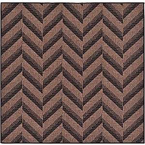 Unique Loom Outdoor Modern Collection Area Rug - Chevron (5' 4" Square, Brown/ Black)
