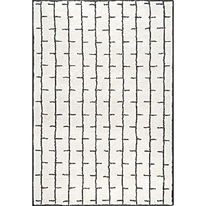 nuLOOM Zelda Machine Washable Wool Modern Geometric Area Rug, 5x8, Ivory
