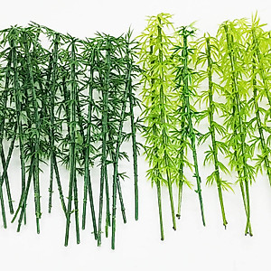 120 PCS Model Bamboo Trees, Woohome 5 Size Green Plastic Bamboo Trees for Home Decoration, Miniature Landscape, Landform Diorama Project (2.4 inch – 5.9inch)