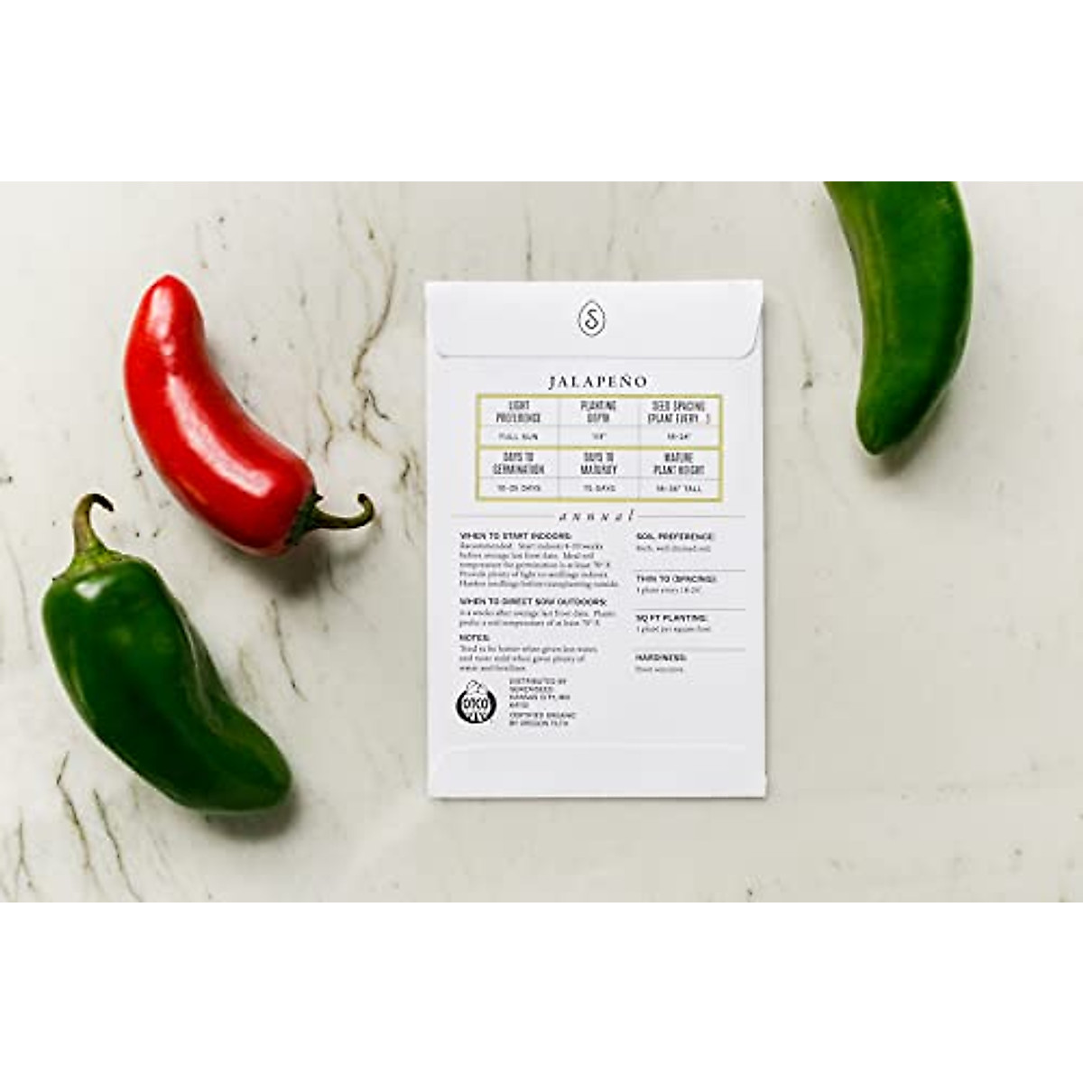Sereniseed Certified Organic Hot Pepper Seeds Collection (10-Pack) – 100% Non GMO, Open Pollinated – Grow Guide