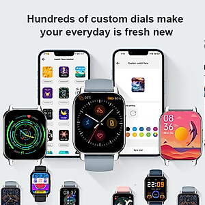 Pretty Sure Smart Watch 1.85''Touch Screen Running Watch Waterproof Step Counter Handheld GPS Units Fitness Bluetooth Watch,24 Sport Modes, Blood Oxygen for iPhone iOS Andriod -Silver Gray