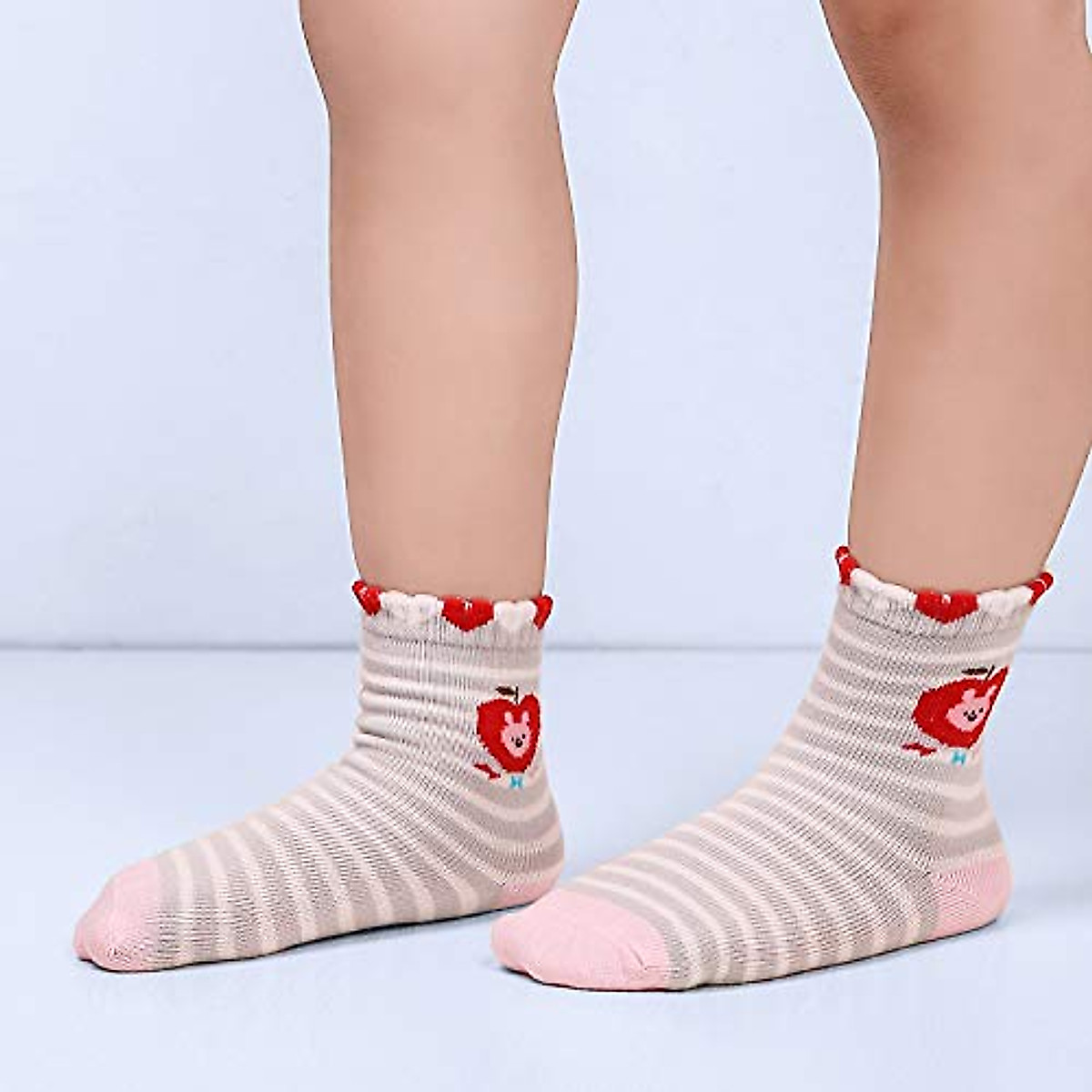 LAISOR 12 Pairs Assorted Non-Skid Ankle Cotton Socks with Grip For Kids Toddlers Baby Girls