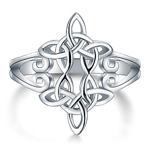 925 Sterling Silver Ring Boruo Celtic Knot Heart Cross High Polish Tarnish Resistant Eternity Wedding Band Stackable Ring Size 8