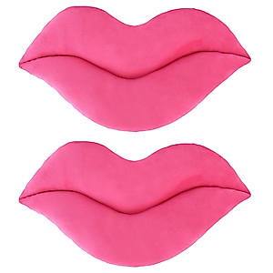 zhidiloveyou 2PCS 11.8" Lip Pillow Plush Pink Cute Hug Toy Soft Lip Shaped Decorative Cushion