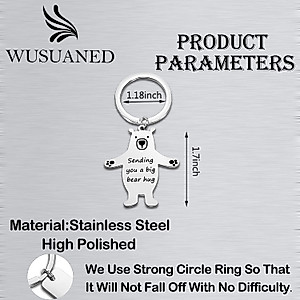 WUSUANED Long Distance Hug Jewelry Sending You A Big Bear Hug Keychain Long Distance Relationships Gift Isolation Missing You Gift (big bear hug keychain)