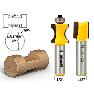 YONICO 13210 2 Bit Log Cabin Building Block Toy Router Bit Set 1/2-Inch Shank