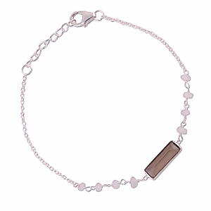 NOVICA Handmade Smoky Quartz Rainbow Moonstone Pendant Bracelet from India .925 Sterling Silver Brown Clear 'Magical Prism'