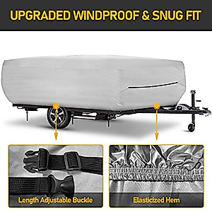 Antook 500D Pop up Camper Cover for 14 15 16ft Trailers, Waterpoof Folding RV Covers, Ripstop Pop-up Motorhome Cover