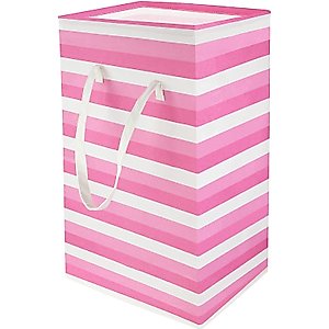 CLOCOR 75L Pink Girl Laundry Hamper,Freestanding Kids Laundry Basket,Lightweight Tall Baby Girls Room Baskets,Collapsible Nursery Hamper,Waterproof Large Toys Storage Bins(Pink Hamper)