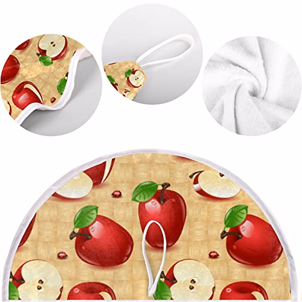 cfpolar Kitchen Hand Towels with Hanging Loop, Hand Towels for Bathroom, Soft Absorbent Round Hand Towels for Kitchen Bathroom Kitchen (19 in, Apples)