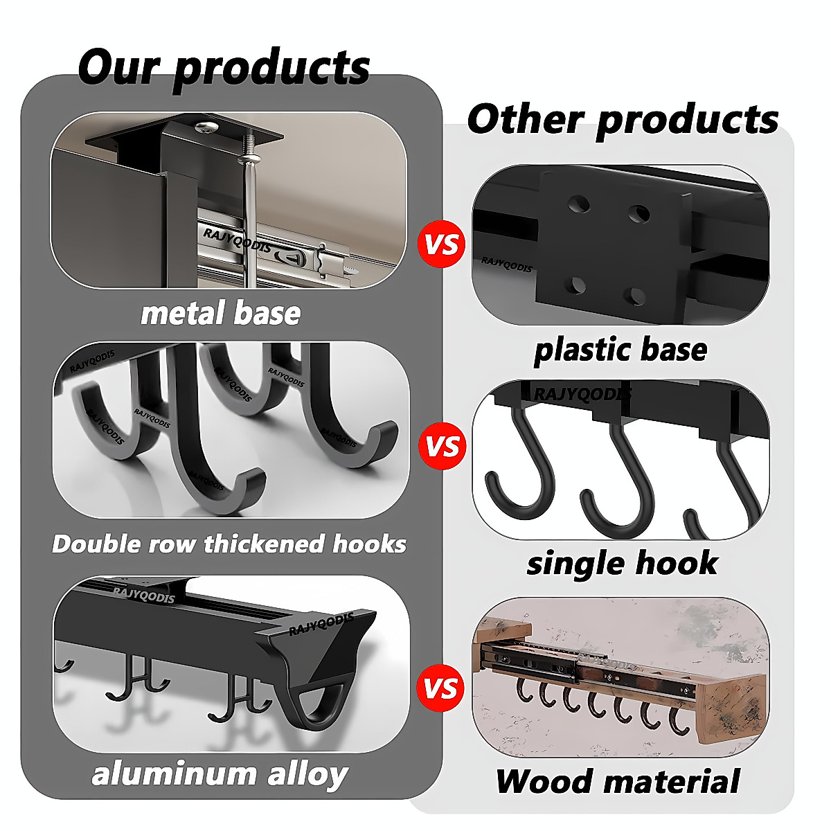 RAJYQODIS Pull Out Broom Holder, Multifunctional Slide Broom And Mop Organizer/storage, Hanging Garage Storage Rack For Kitchen/Closet/Home/Cupboard/Wardrobe (Size : 46cm/18.11inch)