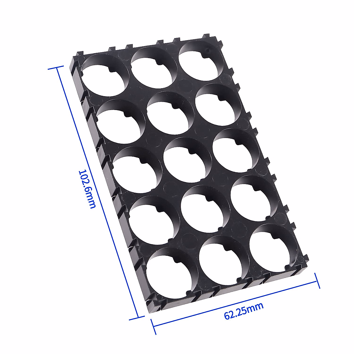 15Pcs 18650 Lithium Battery Cell Holder 3x5 Cell Spacer Bracket Stand Battery Storage Box Protection Board Cylindrical Battery Pack Safety Anti Vibration Plastic Case Box for DIY Fixed 18650 Battery